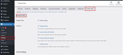 General Product Tabs Wpfactory