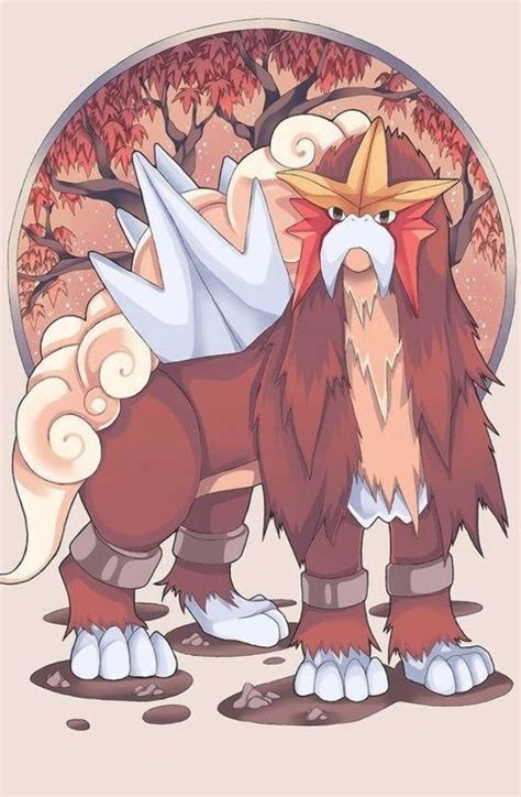 Pokemon Entei Poster Fire Pokemon Print Nintendo Wall Art Gaming Home