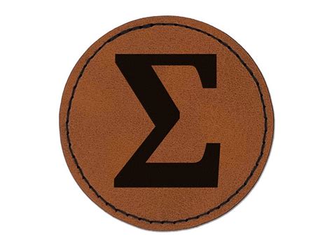 Summation Sigma Sum Math Symbol Round Iron On Engraved Faux Leather Patch Applique 2 5 Etsy