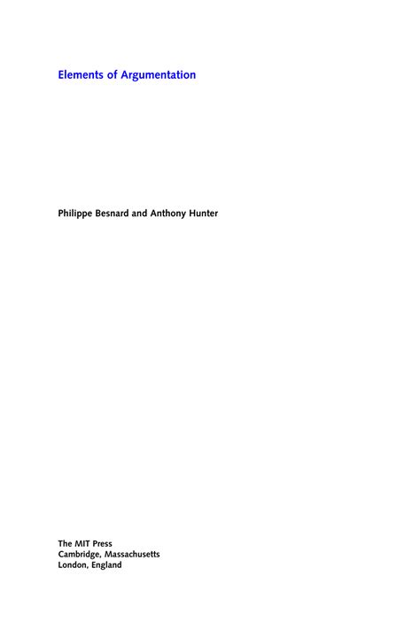 Pdf Elements Of Argumentation
