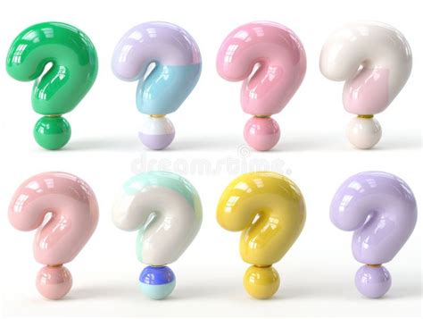 Colorful Question Mark Collection Playful 3d Graphic Design Stock