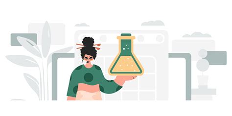 화학 물병을 들고 있는 끝없는 아가씨 학습 포인트 트렌디한 스타일 벡터 일러스트레이션 건강 진단에 대한 스톡 벡터 아트 및 기타 이미지 건강 진단 건강관리와 의술