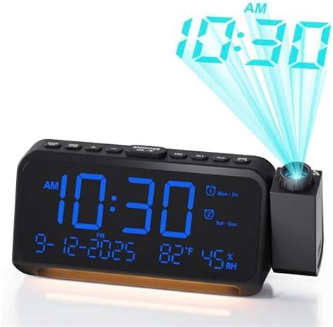 Amazon Com Digital Projection Alarm Clocks For Bedrooms Large LED Display 180 Rotatable