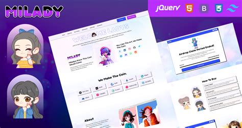 Milady Meme Coin Html And Tailwind Css Website Template