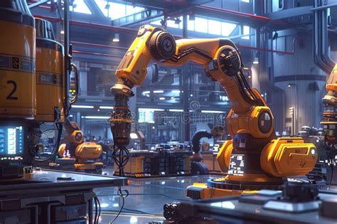 A Clean Industrial Setting With Robotic Arms And Automated Systems Controlled By Ai Optimizing