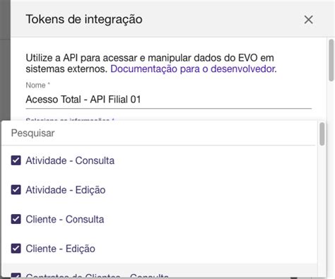 Começando a usar a EVO API