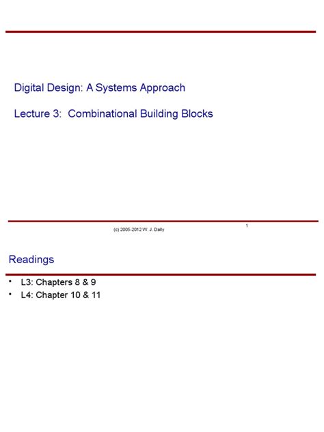 Digital Design A Systems Approach Lecture 3 Combinational Building Blocks Pdf Logic