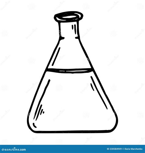 Flask Hand Drawn Vector Doodle Illustration Cartoon Flask Isolated On White Background Hand