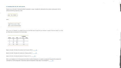 Solved Calculating SSR SSE SST And R Squared Suppose Chegg Com