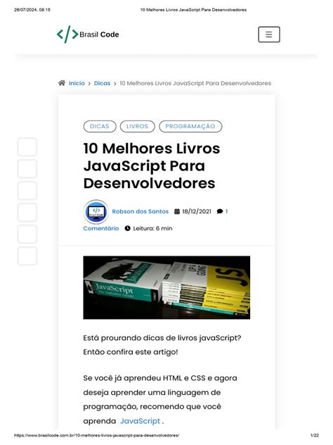10 Melhores Livros Javascript Para Desenvolvedores Pdf Script Java