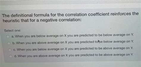 Solved The Definitional Formula For The Correlation