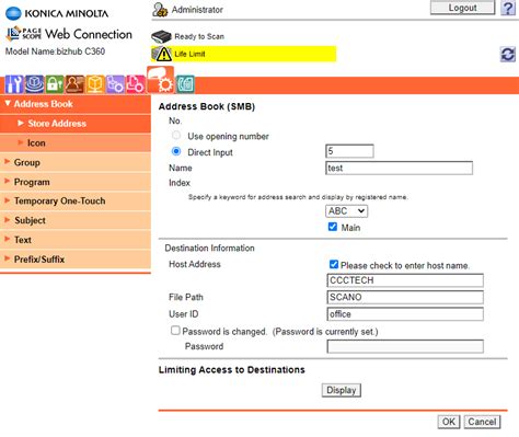 konica scan to folder smb set up windows 11
