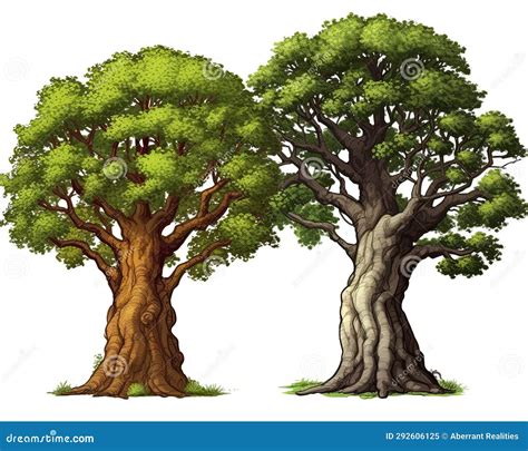 Two Trees Are Shown On A White Background Stock Illustration Illustration Of Growth