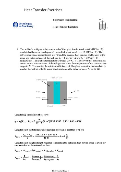 SOLUTION: Heat transfer exercises - Studypool