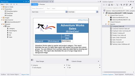 reporting services samples for adventureworks2017