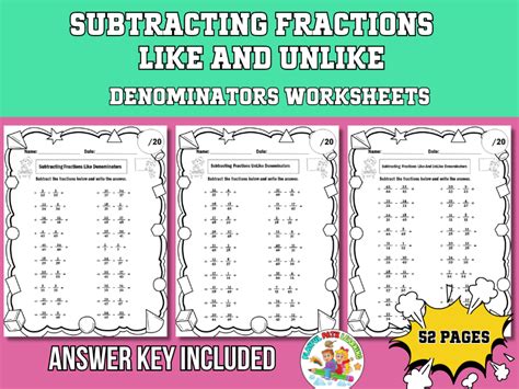 Free Subtracting Fractions Worksheet 4th Grade Download Free