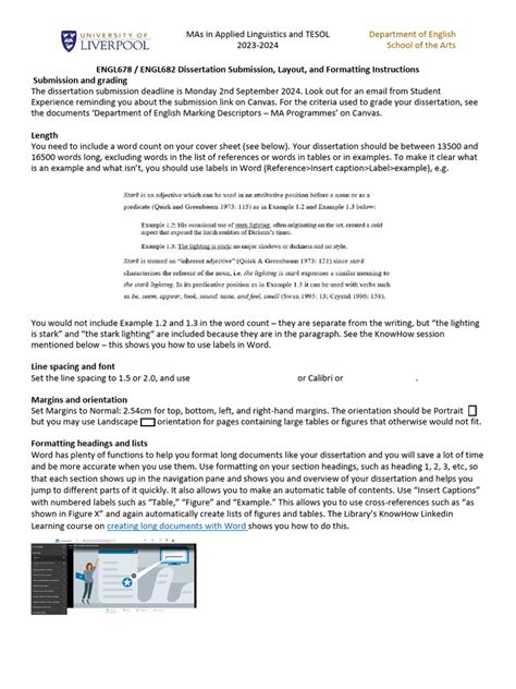 Engl678 Engl682 Dissertation Submission Layout And