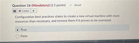 Solved Question 16 Mandatory 2 5 ﻿points