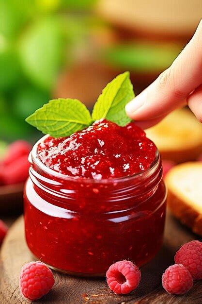 Premium Ai Image Woman Spreading Sweet Raspberry Jam On Toast In Kitchen