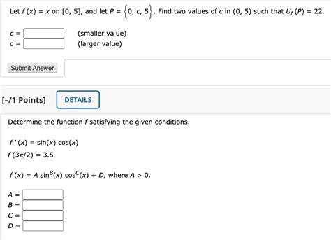 Solved Let F X X On And Let P C Find Two Chegg Com