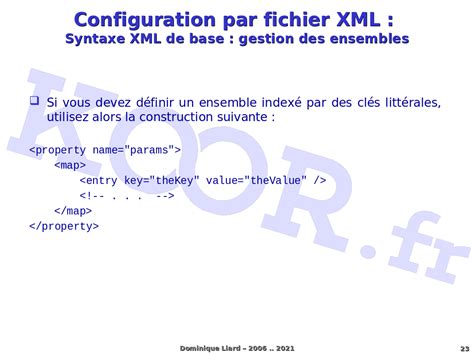 Le Framework Spring Configuration Par Fichier Xml Syntaxe Xml De Base Gestion Des Ensembles