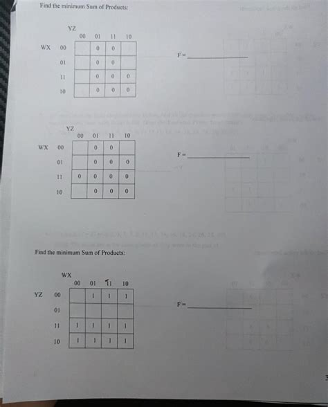 solved find the minimum sum of products find the minimum