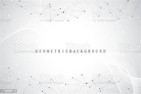 연결 된 선과 점으로 기하학적 추상적인 배경입니다 프레젠테이션을 위한 네트워크 및 연결 배경입니다 그래픽 다각형 배경입니다 과학적인 벡터 일러스트입니다 0명에 대한 스톡