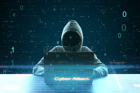Hacker Using Abstract Creative Digital Text Hologram On Background