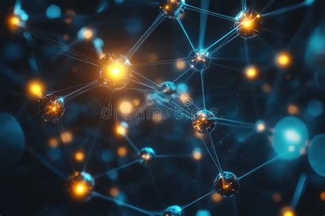 Intricate Network Of Glowing Particles Illustrating Scientific Concepts In A Digital Space Stock