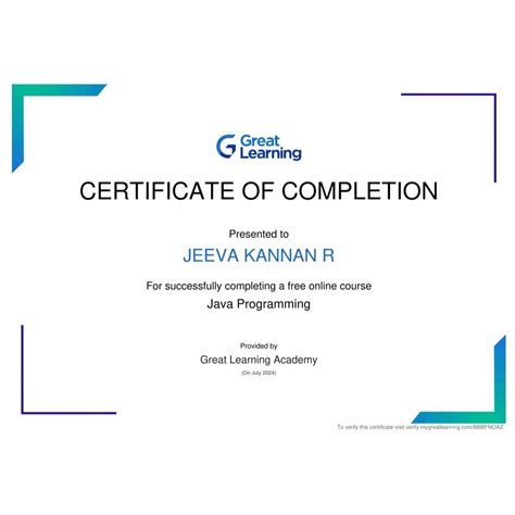 Jeeva Kannan On Linkedin Javaprogramming Greatlearning Certification