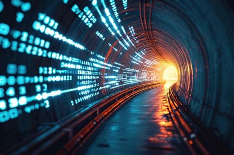 Data Tunnel Technology Architecture Illuminated Premium Ai Generated