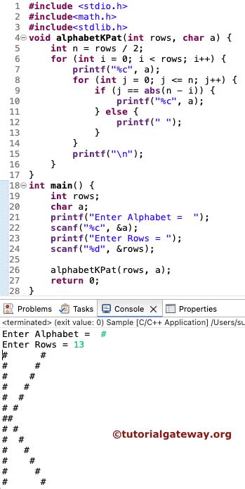 C Program To Print Alphabet K Pattern