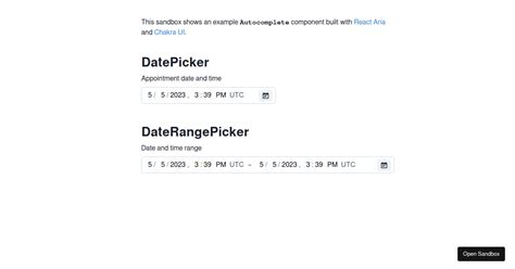 Chakra React Aria Date Picker Codesandbox
