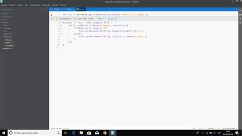 Brackets Problema Con Javascript Document Is Not Defined Stack