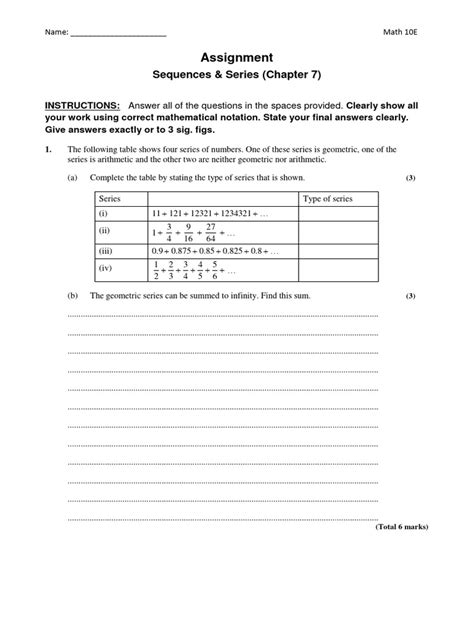 assignment sequences and series pdf mathematics mathematical