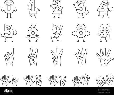 Number Character Cute Icons Set Vector Stock Vector Image And Art Alamy