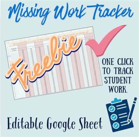 Editable Missing Assignment Checklist Weekly Student Work Tracker