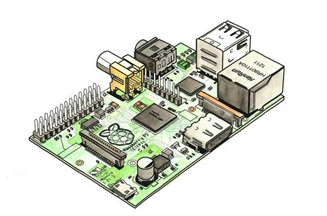 Raspberry Pi Technical Illustration Water Colour Behance