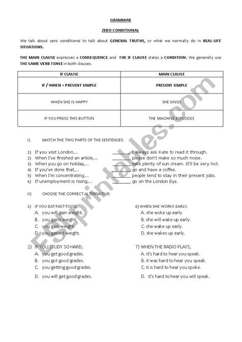 Zero Conditional ESL Worksheet By Mecm Zero Conditional ESL Worksheet By Mecm