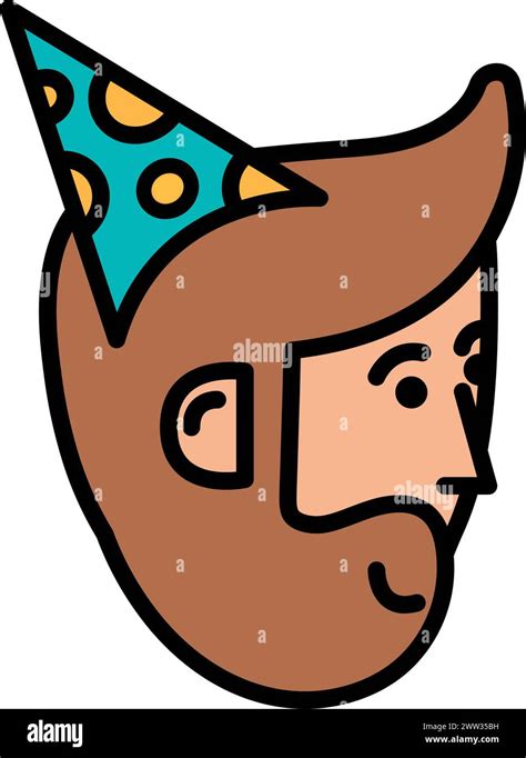 Party Profile Of Dad Face In Festive Cap On Head Birthday Symbol
