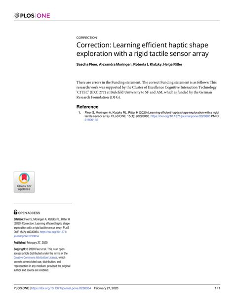 Pdf Correction Learning Efficient Haptic Shape Exploration With A Rigid Tactile Sensor Array