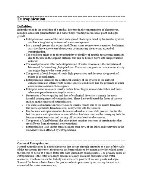 Eutrophication Pdf Eutrophication Ecosystem