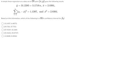 Solved A Simple Linear Regression On A Data Set Of Pairs Chegg Com