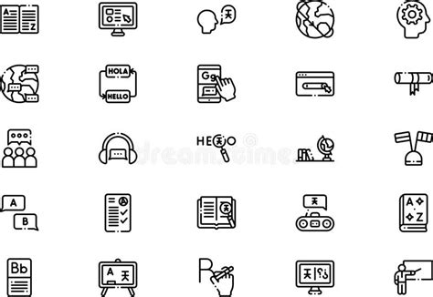 Language Learning Icons Collection Is A Vector Illustration With
