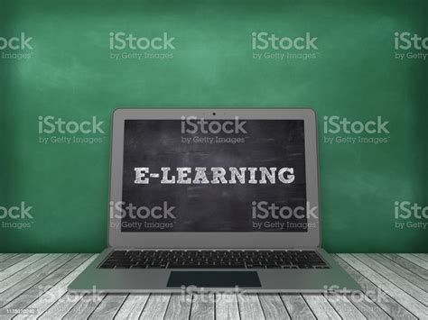 칠판 배경에서 전자 학습 노트북 3d 렌더링 교육 강좌에 대한 스톡 사진 및 기타 이미지 교육 강좌 전자 학습 청중 Istock