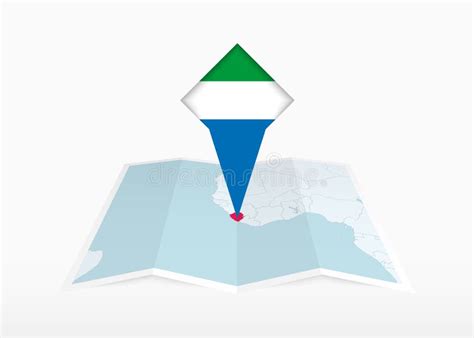 sierra leone is depicted on a folded paper map and pinned location