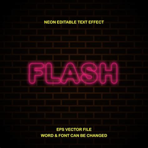 Premium Vector Flash Neon Text Effect Design