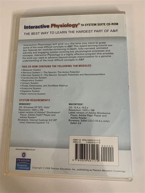 Interactive Physiology 10 System Suite Cd Rom For Pc And Mac Retro Unit