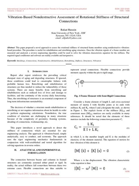 Pdf Vibration Based Nondestructive Assessment Of Rotational Stiffness Of Structural