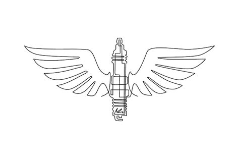 Premium Vector Single Continuous Line Drawing Spark Plug With Wings
